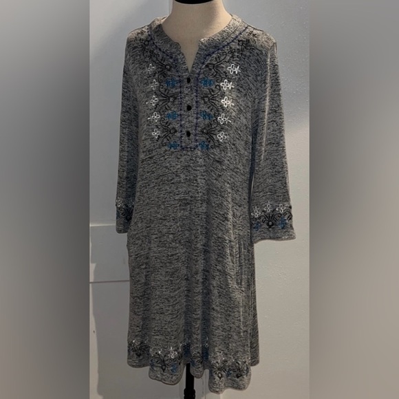 Reborn | Dresses | Reborn Grey Knit Boho Dress | Poshmark